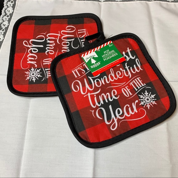Dining | 5pc Farmhouse Buffalo Plaid Christmas Kitchen Set | Poshmark